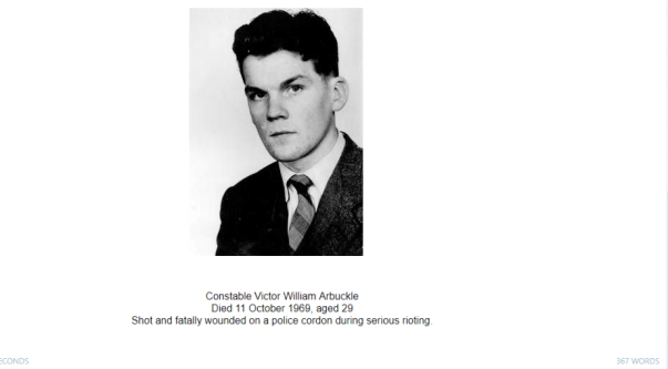 Victor Arbuckle – First of over 300 brave RUC Officers Killed during ...